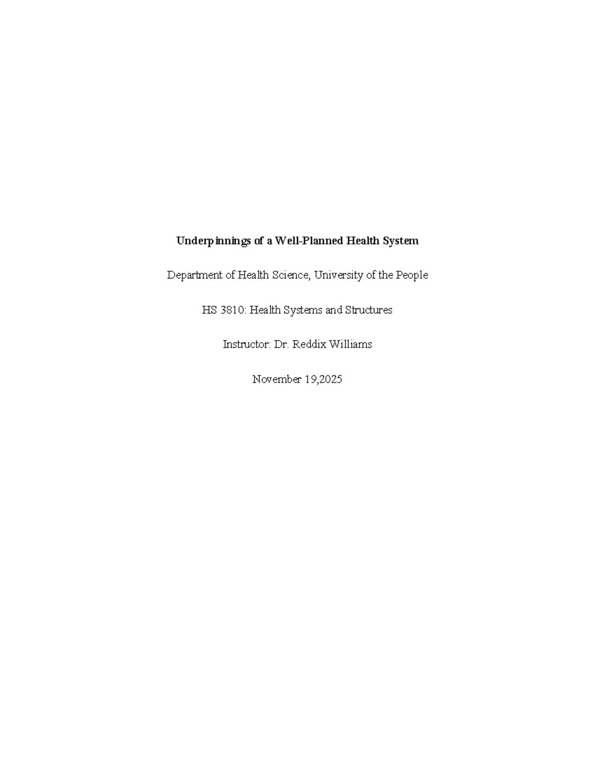 HS 3810: Foundations of Health Systems - Unit 1 Learning Journal - Studocu