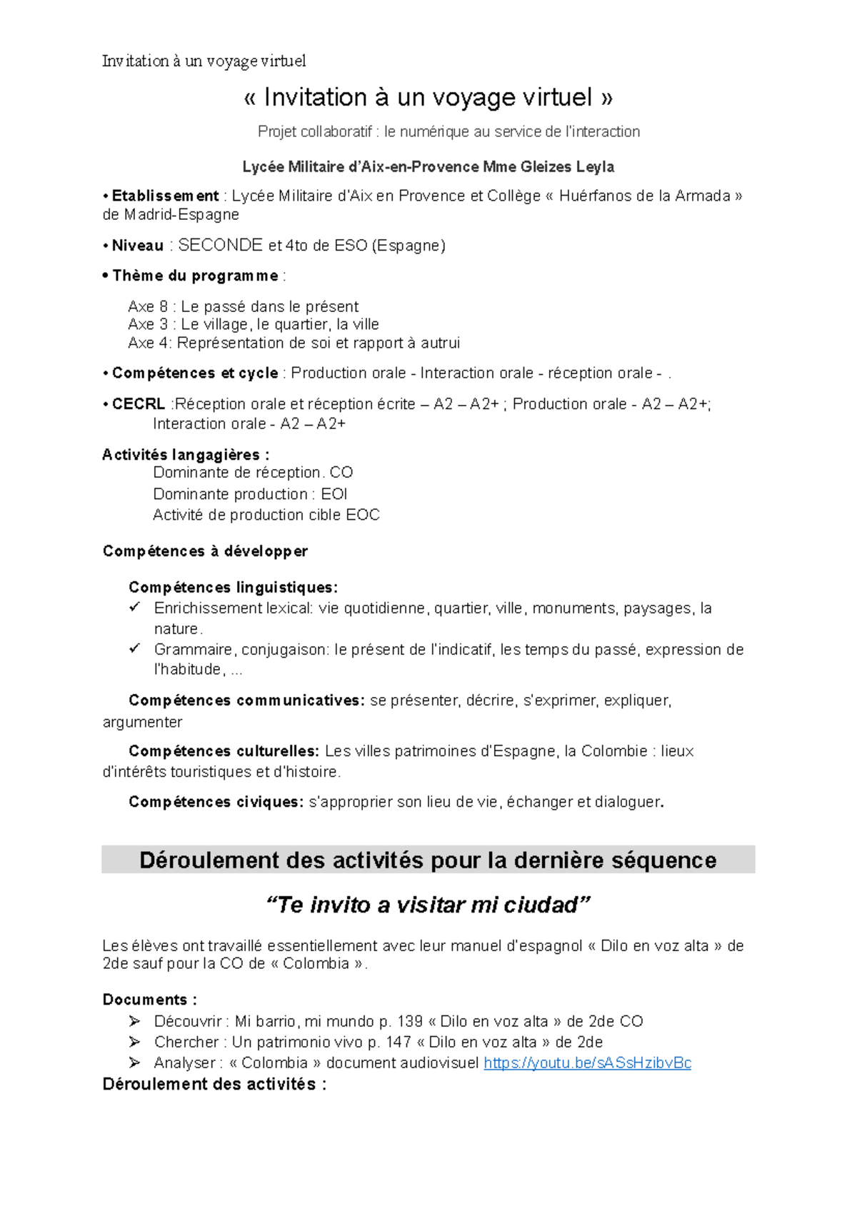 Analyse linéaire : Invitation à un voyage virtuel (SECONDE) - Studocu