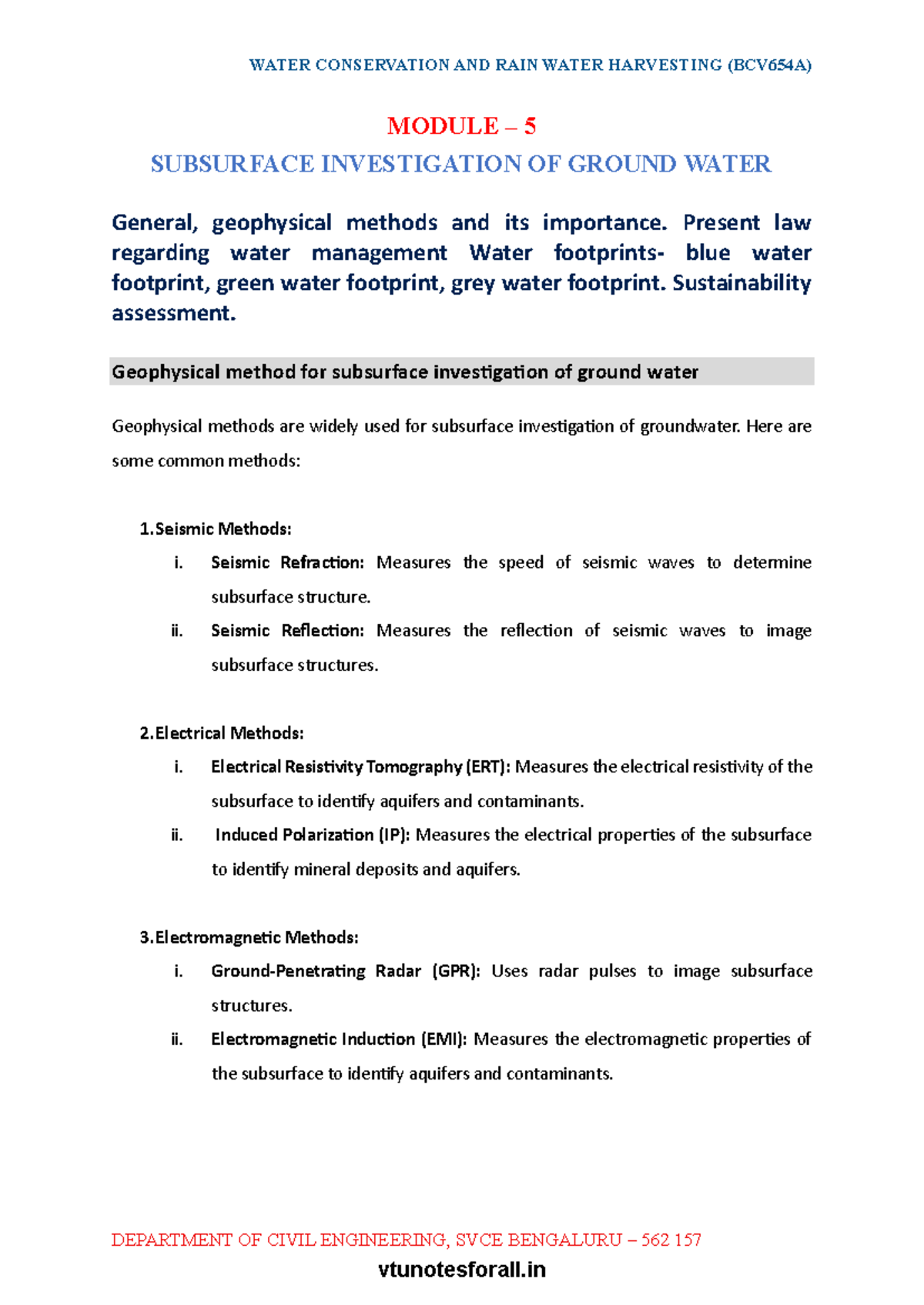 Subsurface Investigation of Groundwater: Water Conservation & Rainwater ...