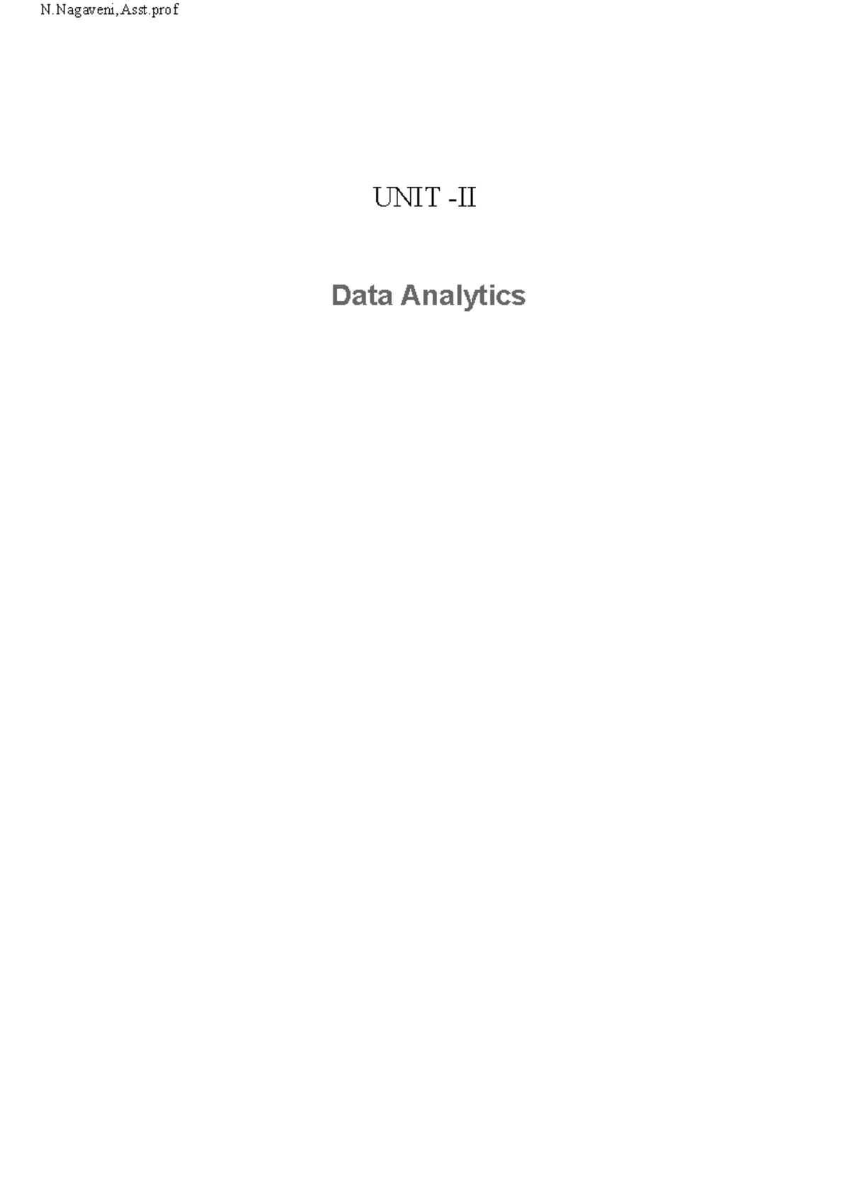 DATA Analytics Notes - UNIT II: Introduction & Key Concepts - Studocu