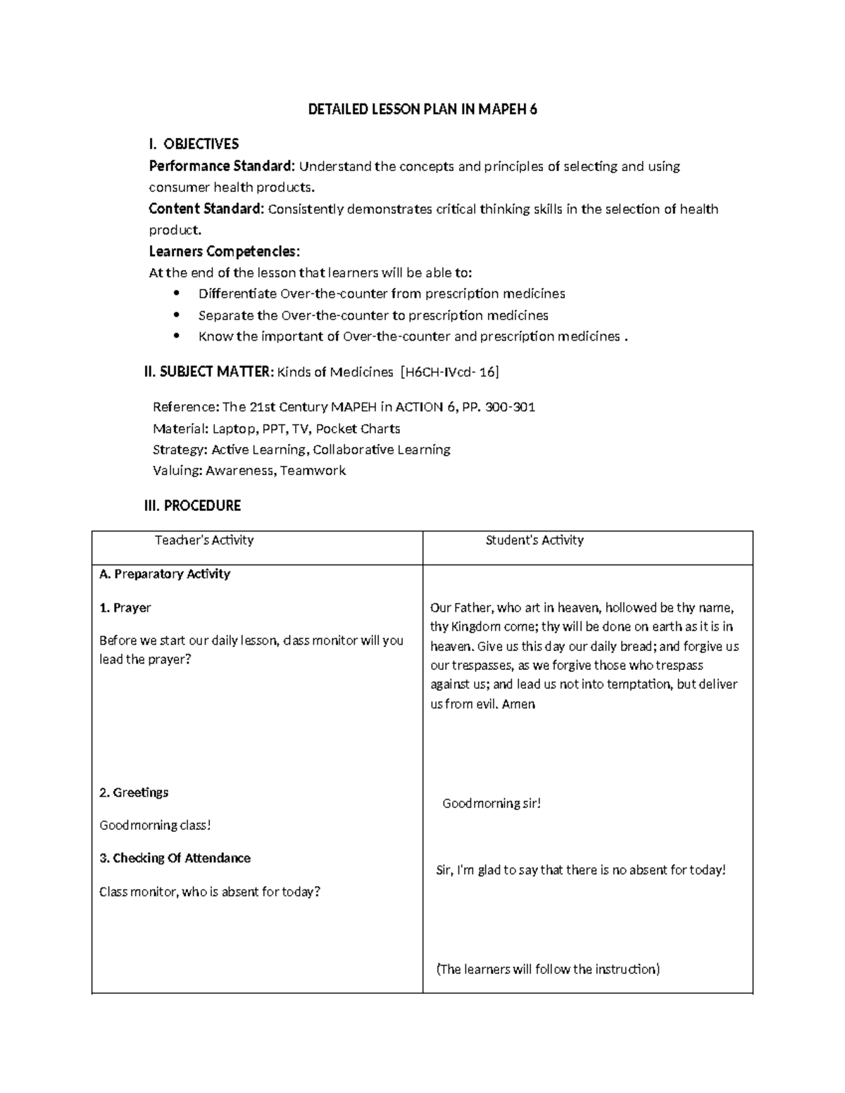 Detailed Lesson-WPS Office - DETAILED LESSON PLAN IN MAPEH 6 I ...