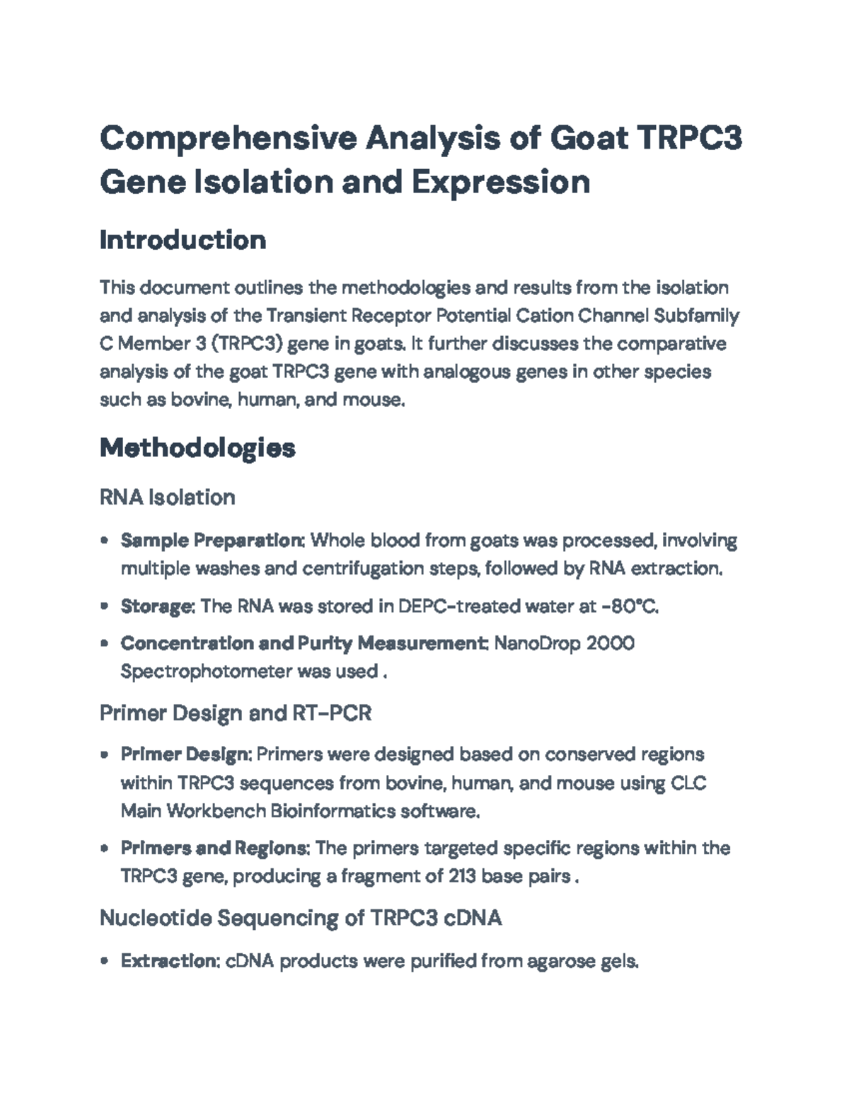 Isolation and Expression Analysis of Goat TRPC3 Gene (Course Code ...