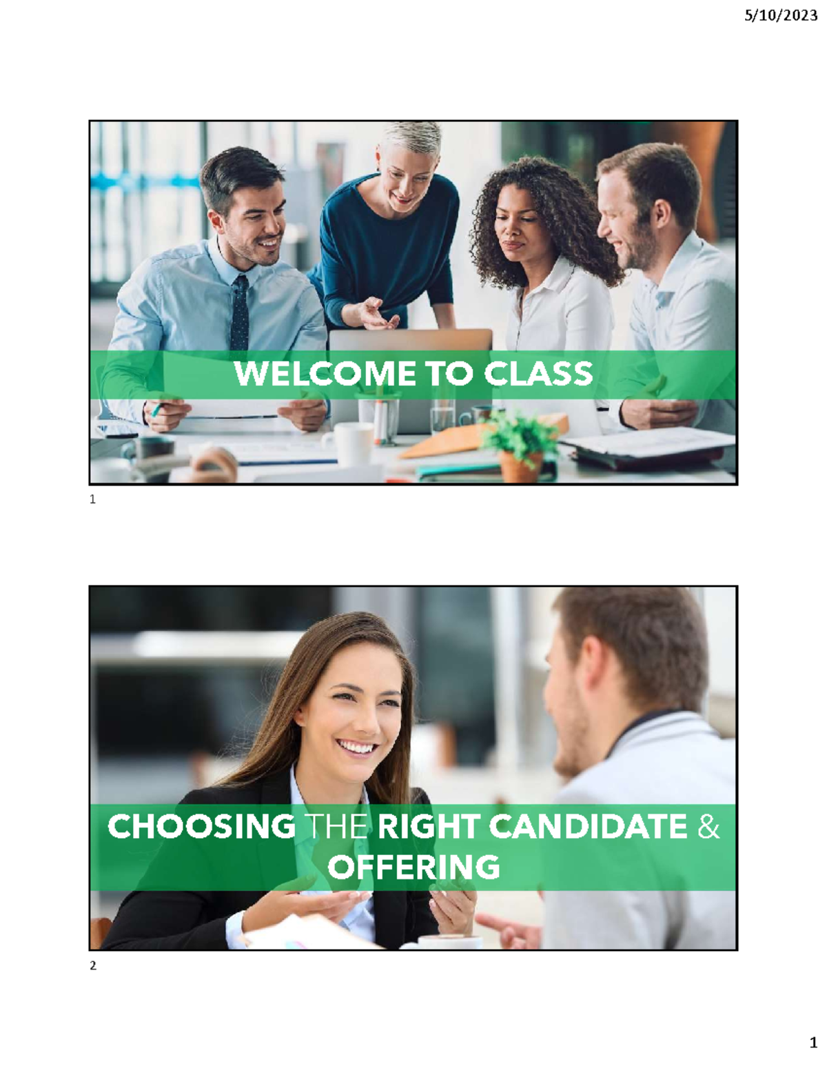 Hiring Strategies and Candidate Selection - Session 9 & 10 - Studocu