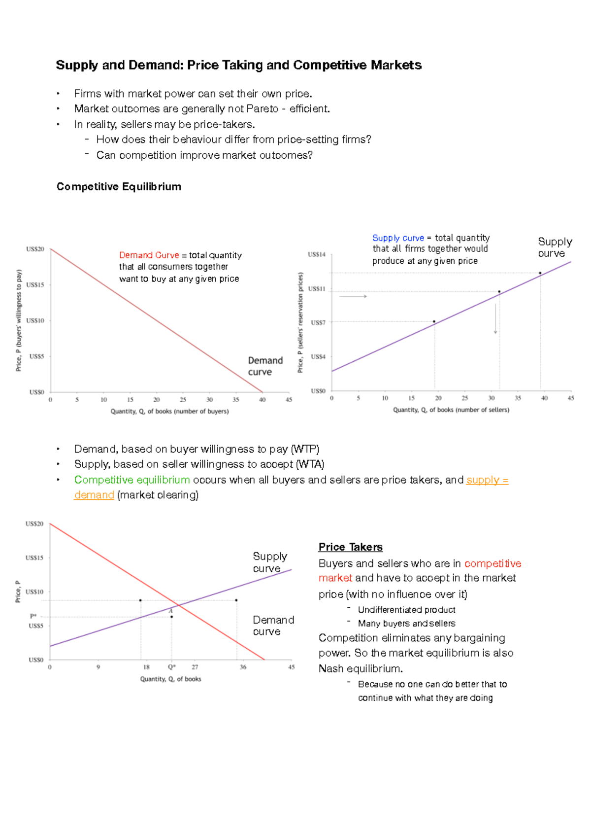 (8) Supply and Demand: Price Taking and Competitive Markets - Supply ...