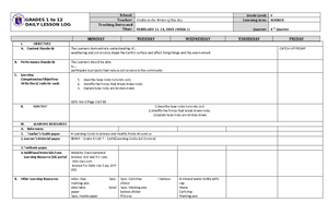 Grade 5 DLL Science 5 Q4 Week 2 - GRADES 1 to 12 DAILY LESSON LOG School: Grade Level: V Teacher ...