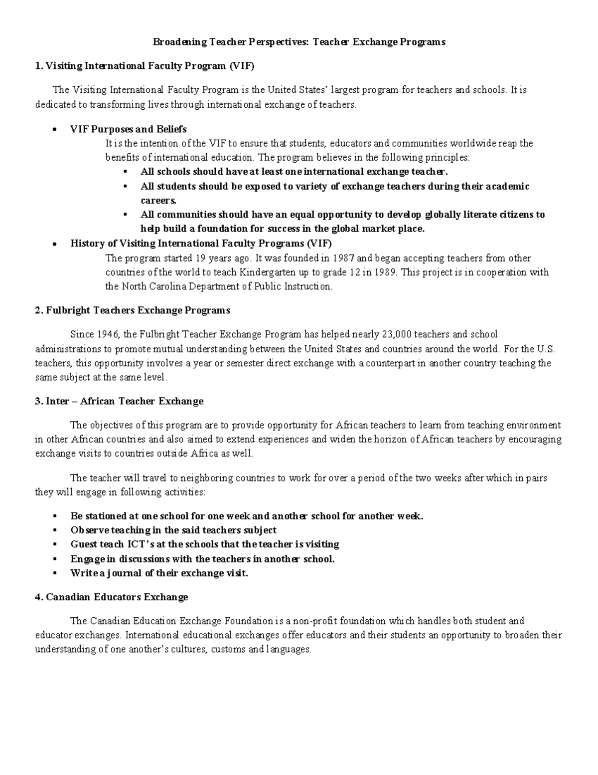 Broadening Teacher Perspectives: A Study on Exchange Programs - Studocu