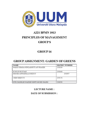 BPMN1013 A211 Assignment Semester One - PRINCIPLES OF MANAGEMENT - UUM ...