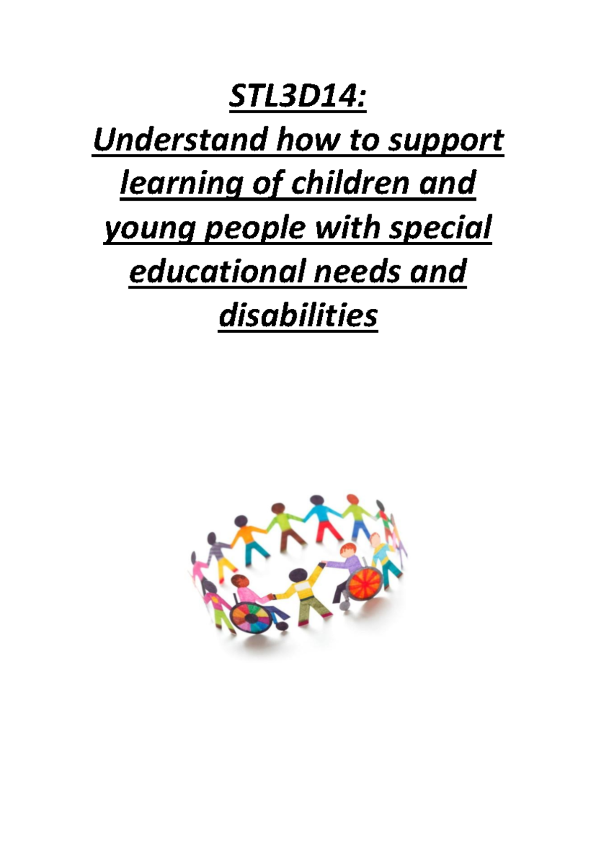 STL3D14 SEND Unit: Principles of Inclusive Practice and Legislation ...