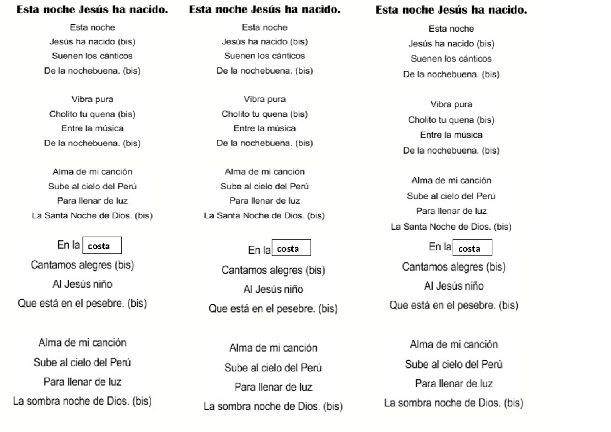 Canción: Esta Noche Jesús Ha Nacido - Nochebuena - Studocu