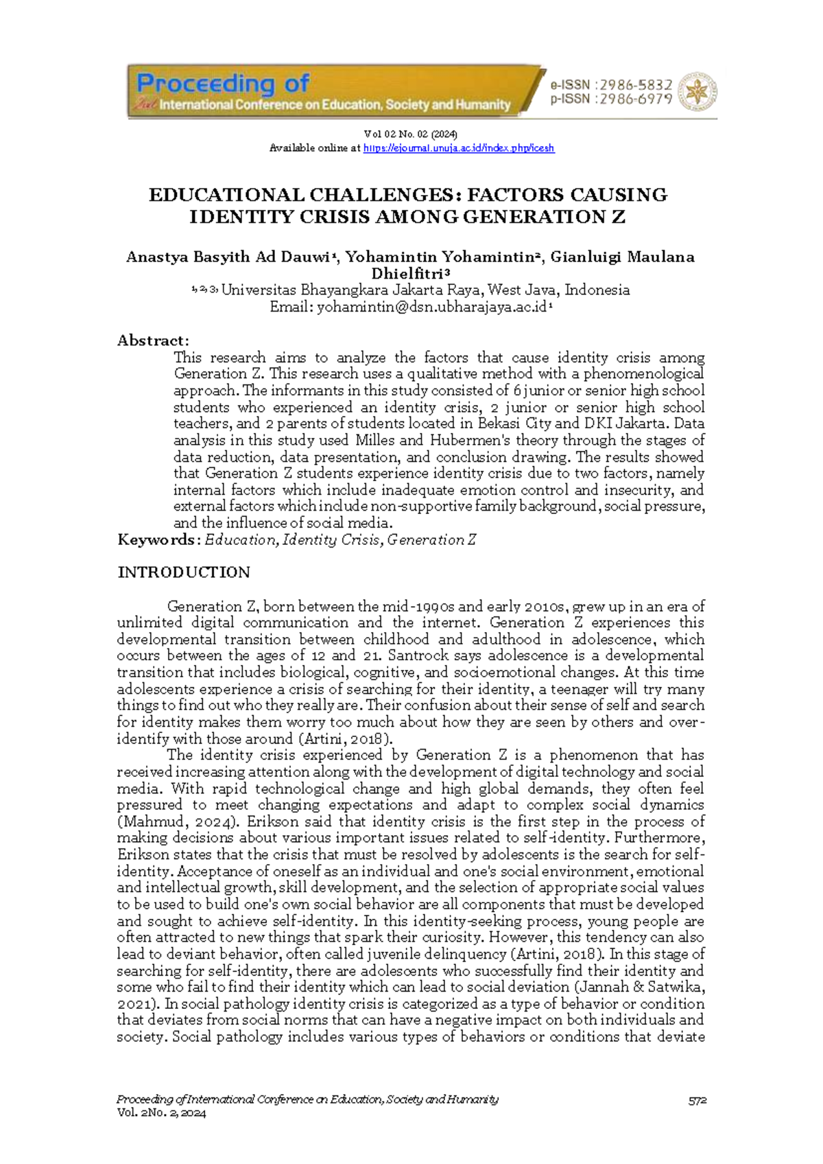 Factors Contributing to Identity Crisis in Generation Z: A Qualitative ...
