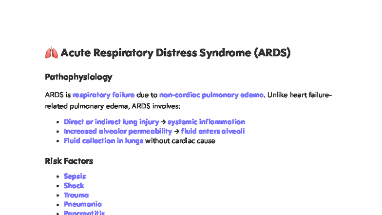 ARDS and ARF Pathophysiology - Medical-Surgical Respiratory System ...