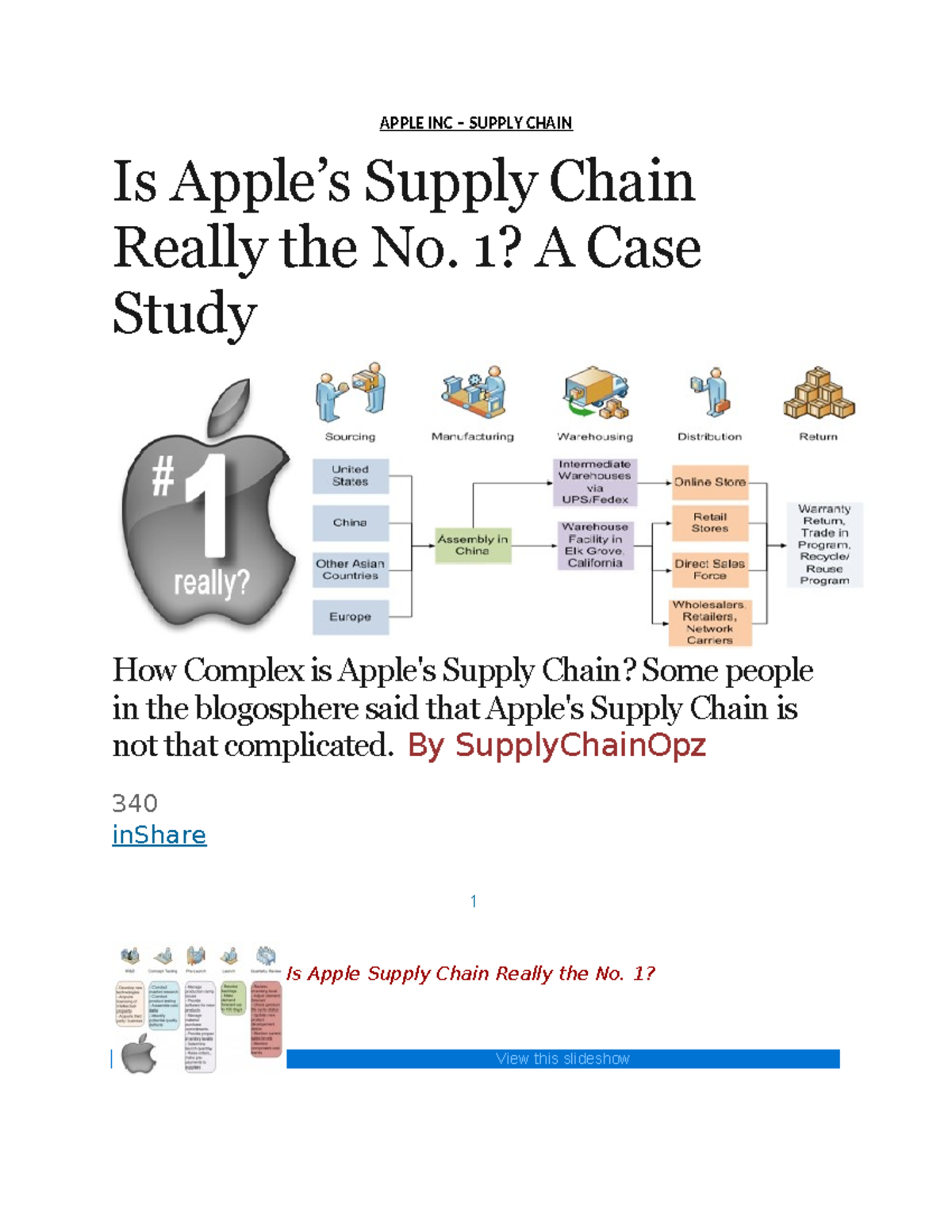Apple INC Supply Chain Case Study: Analyzing Complexities and ...