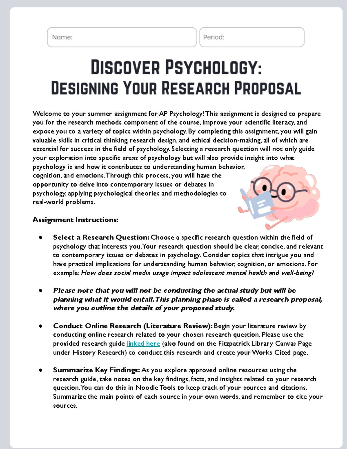 AP Psychology Summer 2024 - Welcome to your summer assignment for AP ...