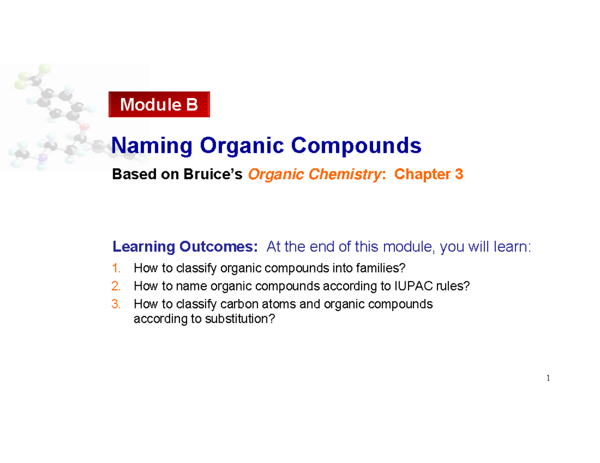 Organic Chemistry B: Naming Compounds & Functional Groups - Chapter 3 ...