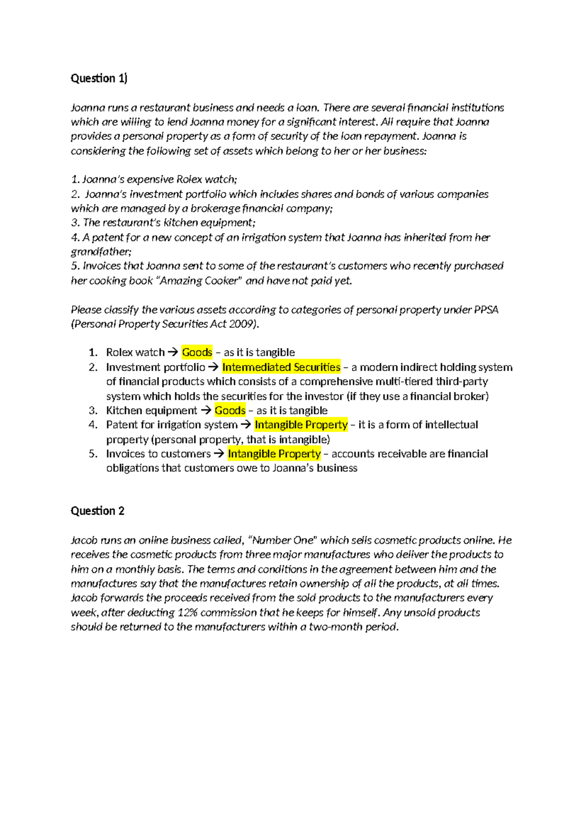 Commercial Law Tutorial 3: Asset Classification & Consignment Analysis ...