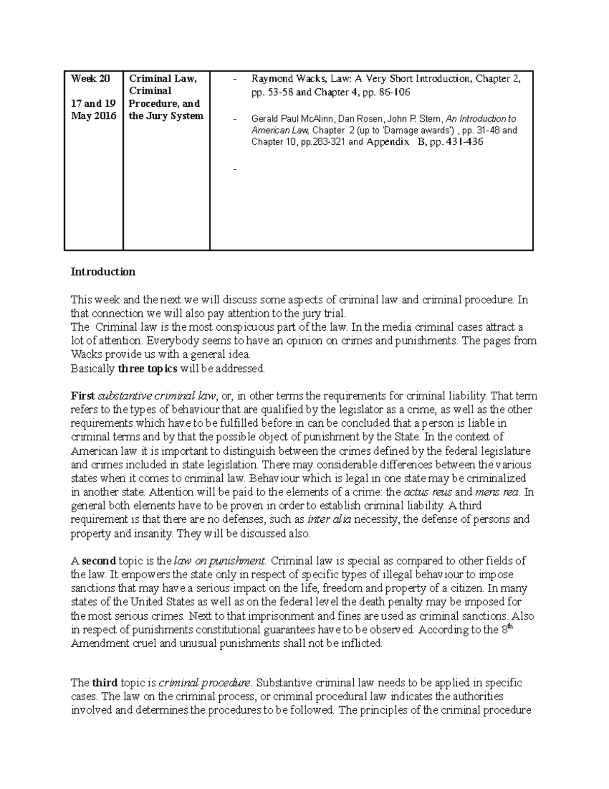 Week 4 - Criminal Law - Tutorial Exercises & Jurisprudence Insights ...