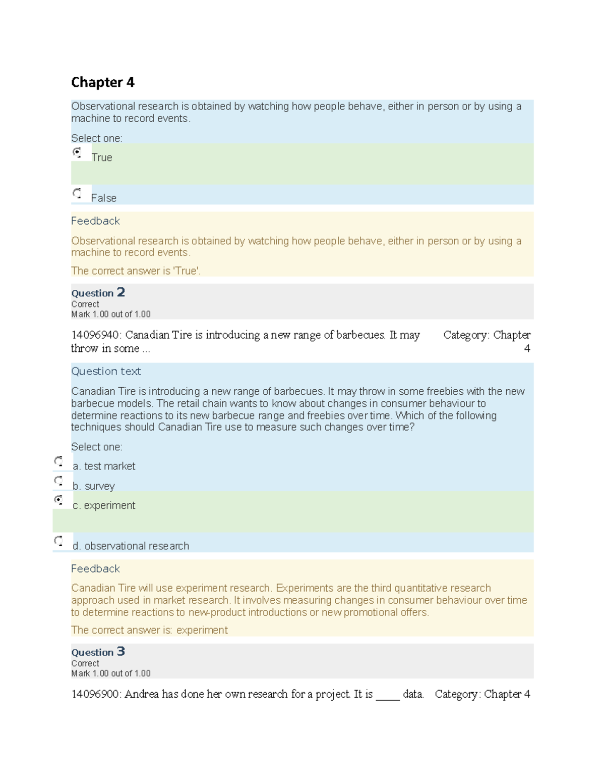 Chapter 4 - Exam Insights with Correct Answers and Feedback - Studocu