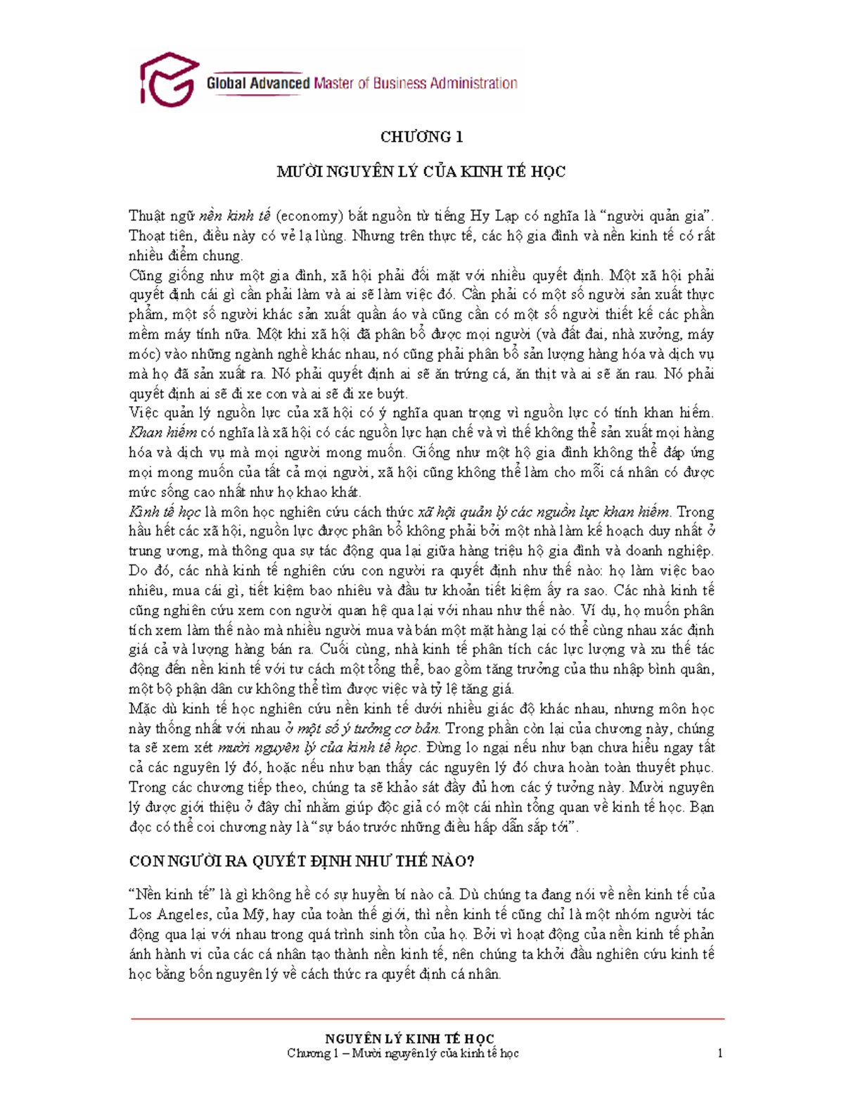 10 Nguyên lý của kinh tế học - NGUY N L› KINH T¾ HàC CH ̄¡NG 1 M ̄âI ...