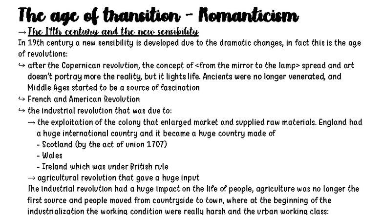 Romanticism: The Age of Transition and New Sensibilities (ENG 101 ...