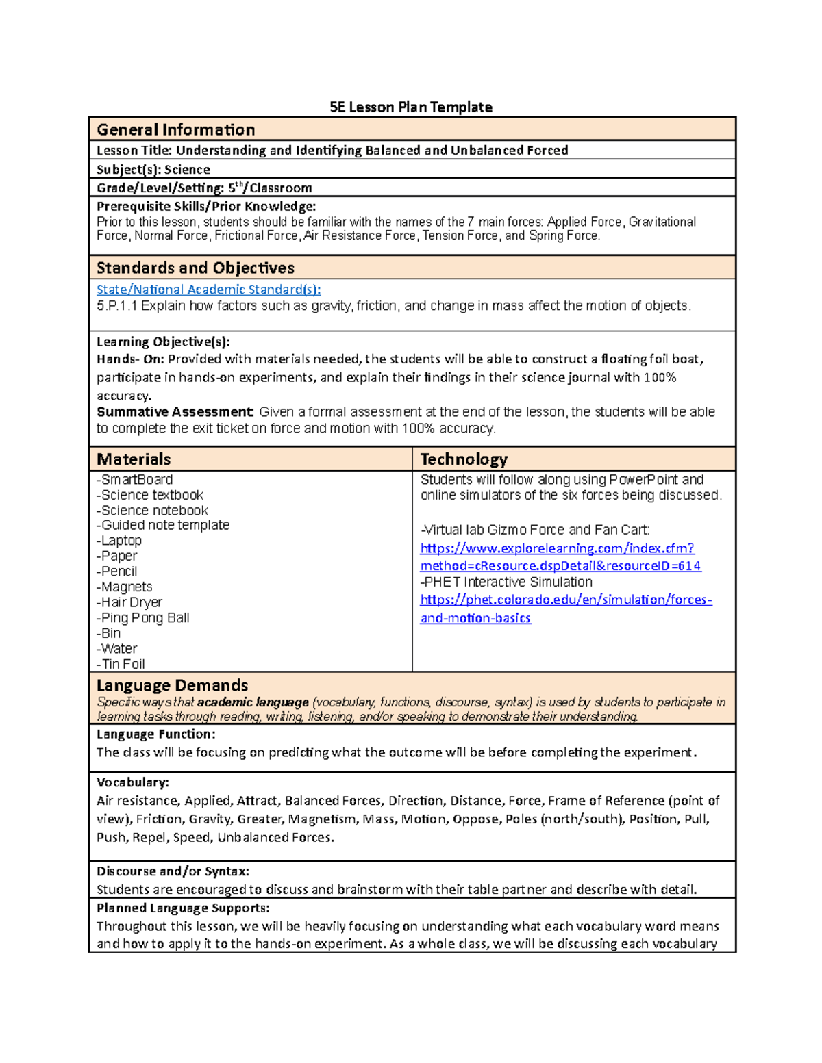 WGU 5E Lesson Plan Template M - 5E Lesson Plan Template General ...