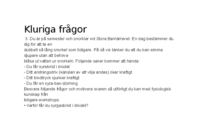 Fysiologiska utmaningar vid snorkling och kostförändringar: Kluriga ...