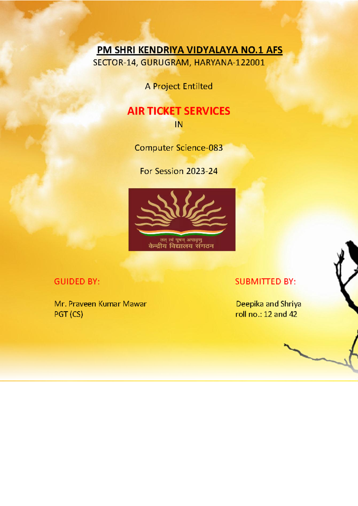 Python Project PDF - wewudgow - PM SHRI KENDRIYA VIDYALAYA NO AFS SECTOR-14, GURUGRAM, HARYANA ...