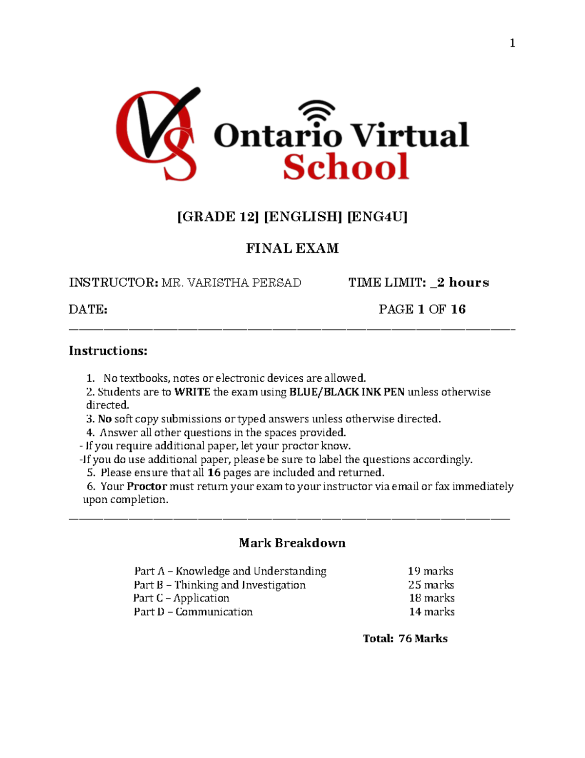 ENG4U 04 Final Exam Study Guide - Literary Analysis of "The Gift of the ...