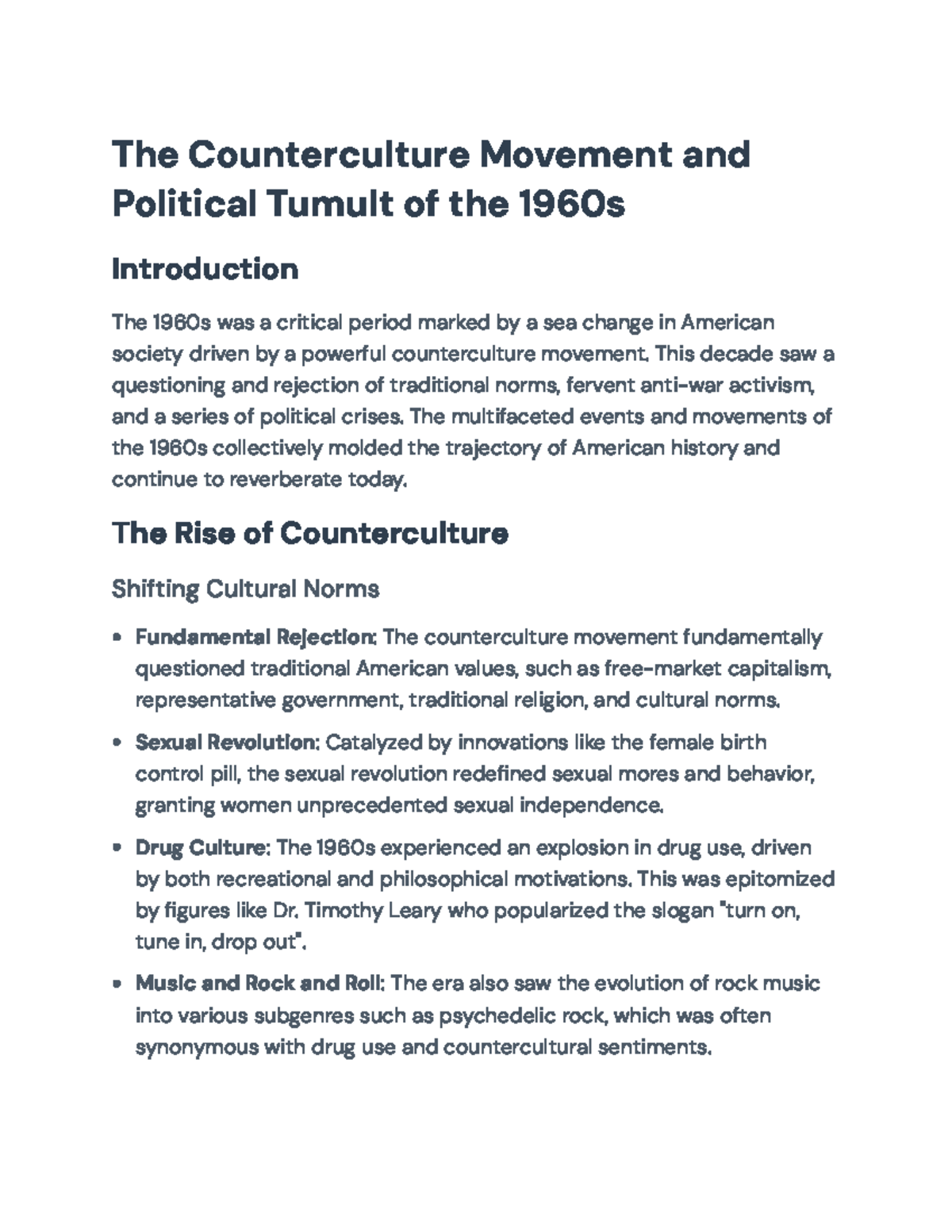 The Counterculture Movement and Political Upheaval in the 1960s - The ...
