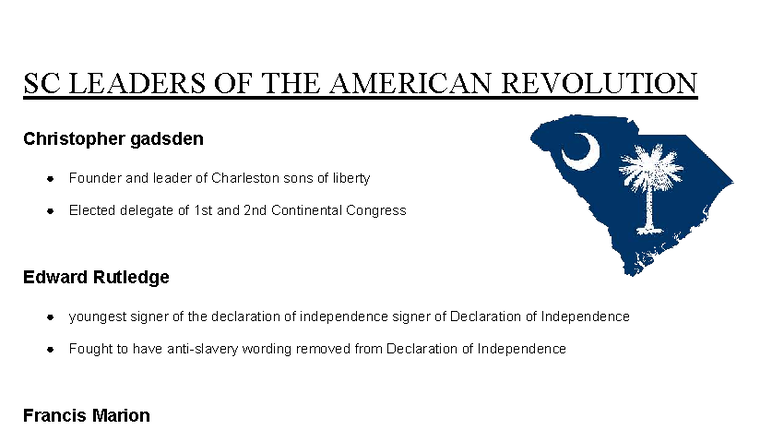 SC Leaders of the American Revolution: Key Figures and Contributions ...