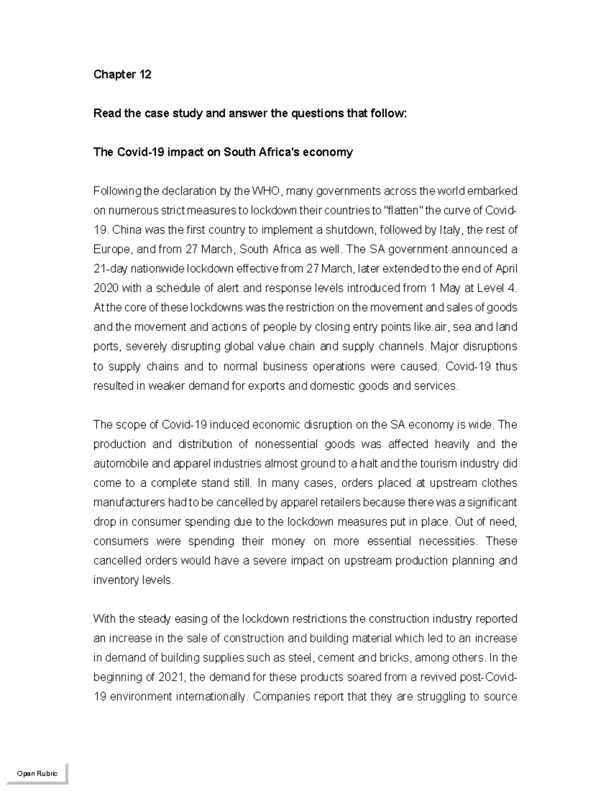 Chapter 12 Case study - Case study on chapter 12 - Chapter 12 Read the ...