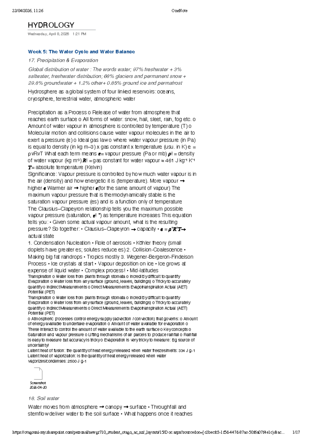 HYDROLOGY Week 5: The Water Cycle and Water Balance - Studocu