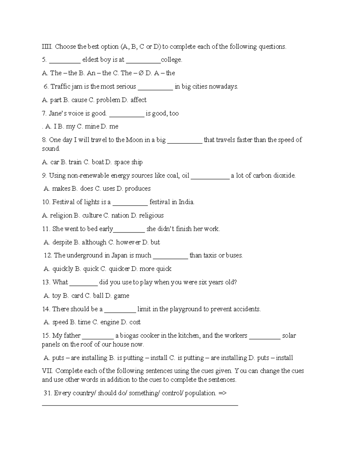 English Language Practice Quiz - Level A1 (JHGFD) - Studocu