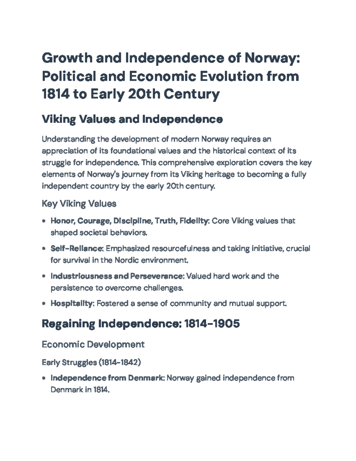 Growth and Independence of Norway: Political & Economic Aspects ...