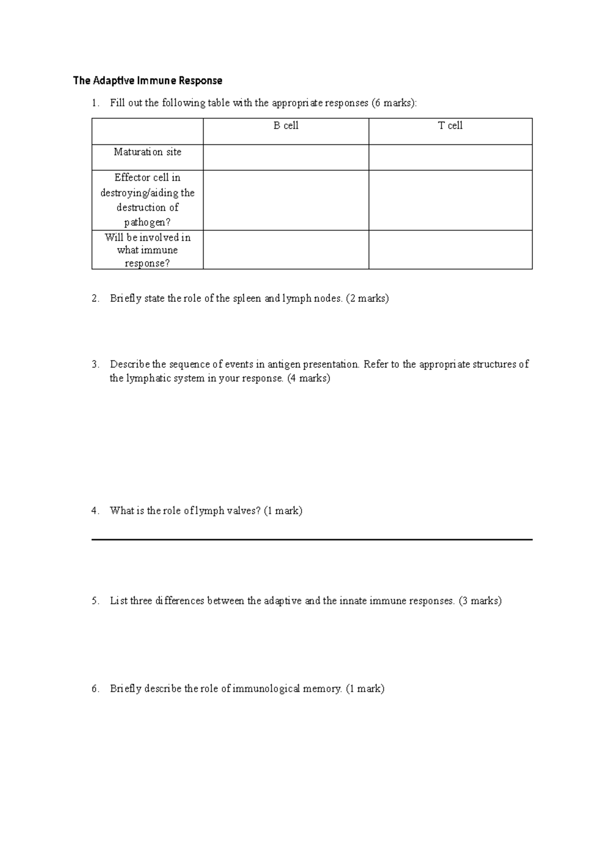 BIO 201 Adaptive Immunity Worksheet and Naija Plague Immune Response ...