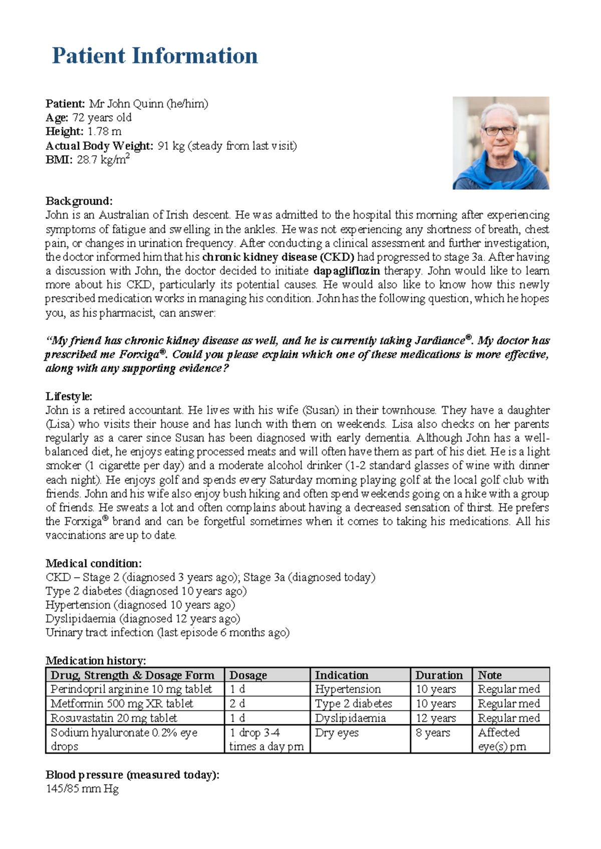 CSB451 2026 A1 Case Study: Managing CKD in Mr. John Quinn - Studocu