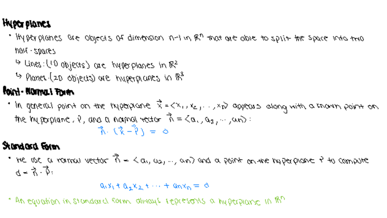 Hyperplanes in Rn: Understanding Their Structure and Equations - Studocu