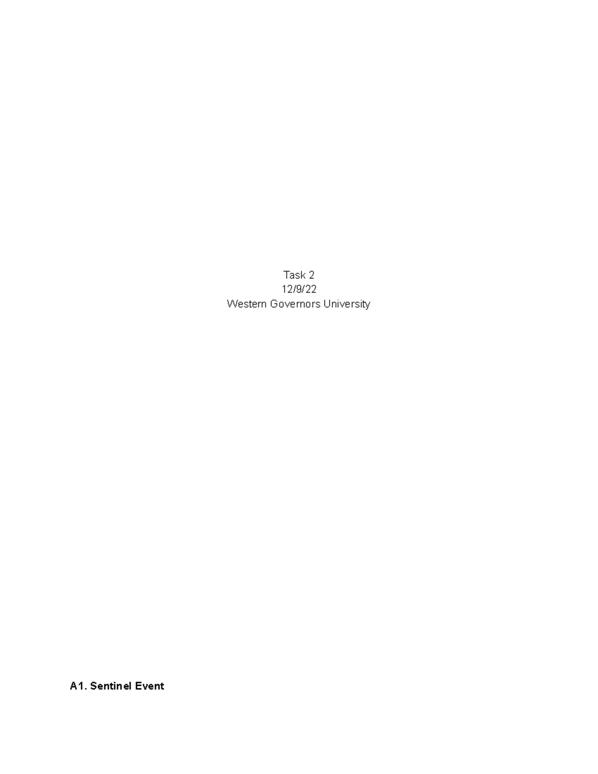 AFT2-Task 2 - Sentinel Event Analysis and Quality Improvement Plan ...