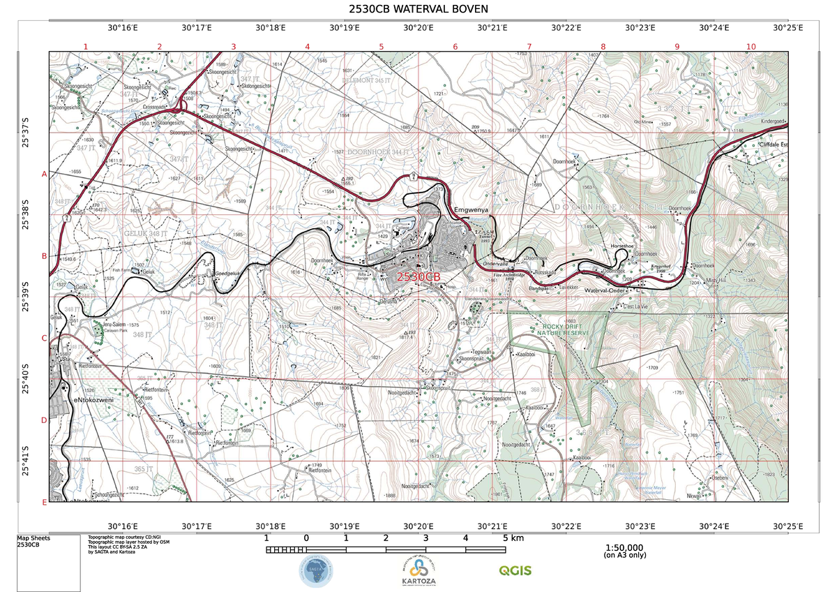 2530CB Waterval Boven Topographic Map Overview and Exam Guide - Studocu