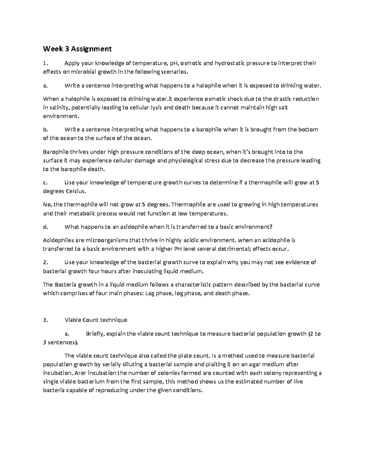 Week 3 Assignment: Microbial Nutrition, Growth, and Viable Count Technique - Studocu