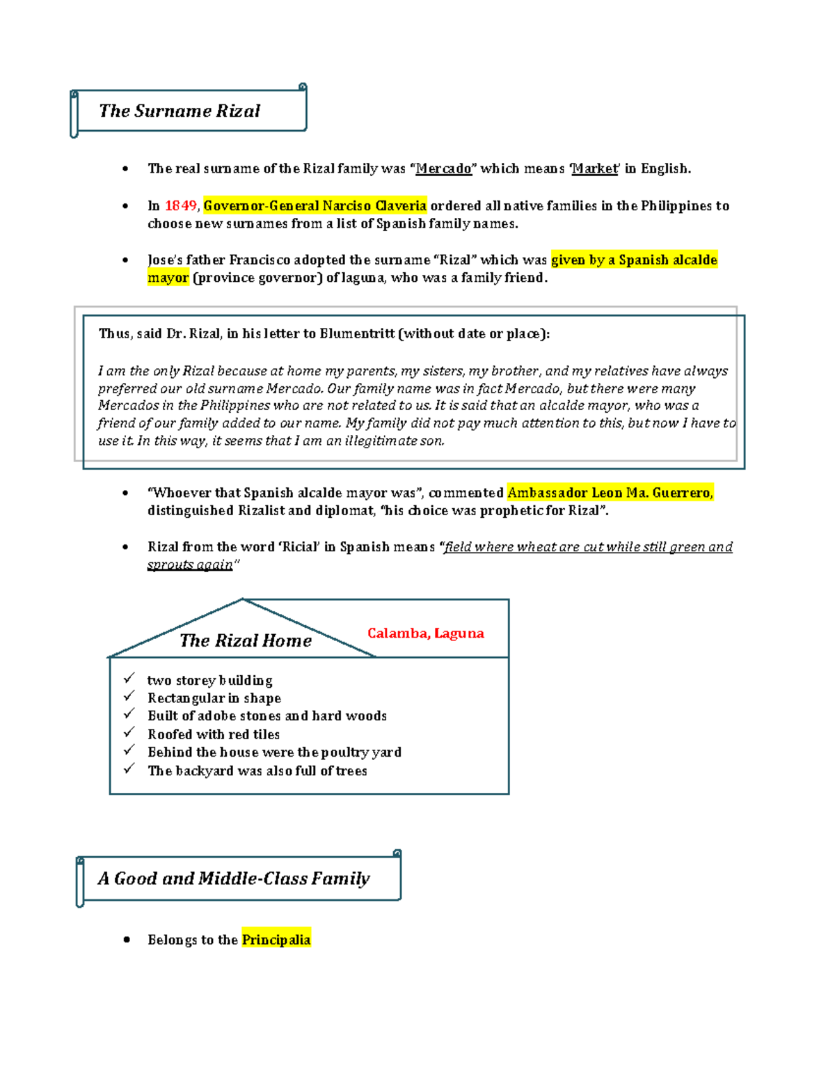 RIZAL-REVIEWER: Summary of Jose Rizal's Life and Works Overview - Studocu