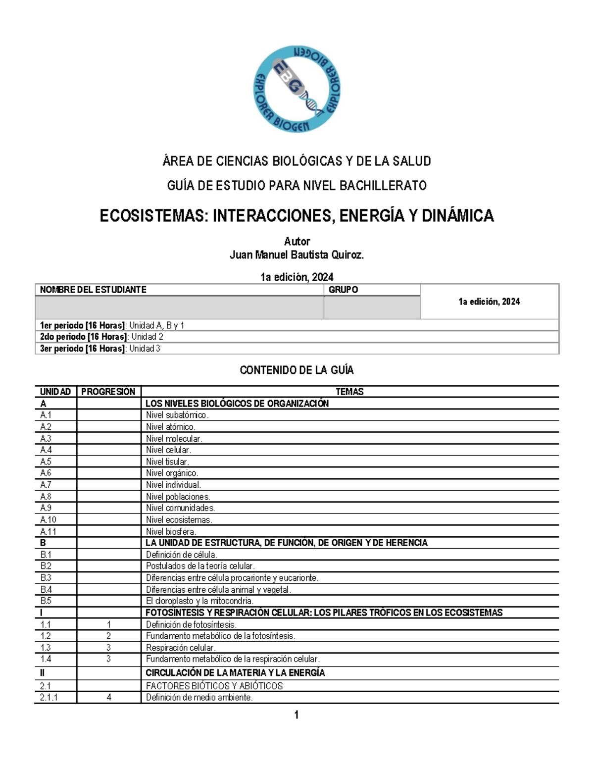 Guía de Estudio: Ecosistemas, Interacciones y Energía - 1a Edición 2024 ...