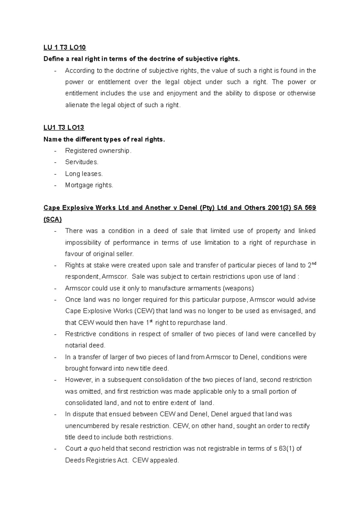 LAPR Extra Notes - LU 1 T3 LO Define a real right in terms of the ...