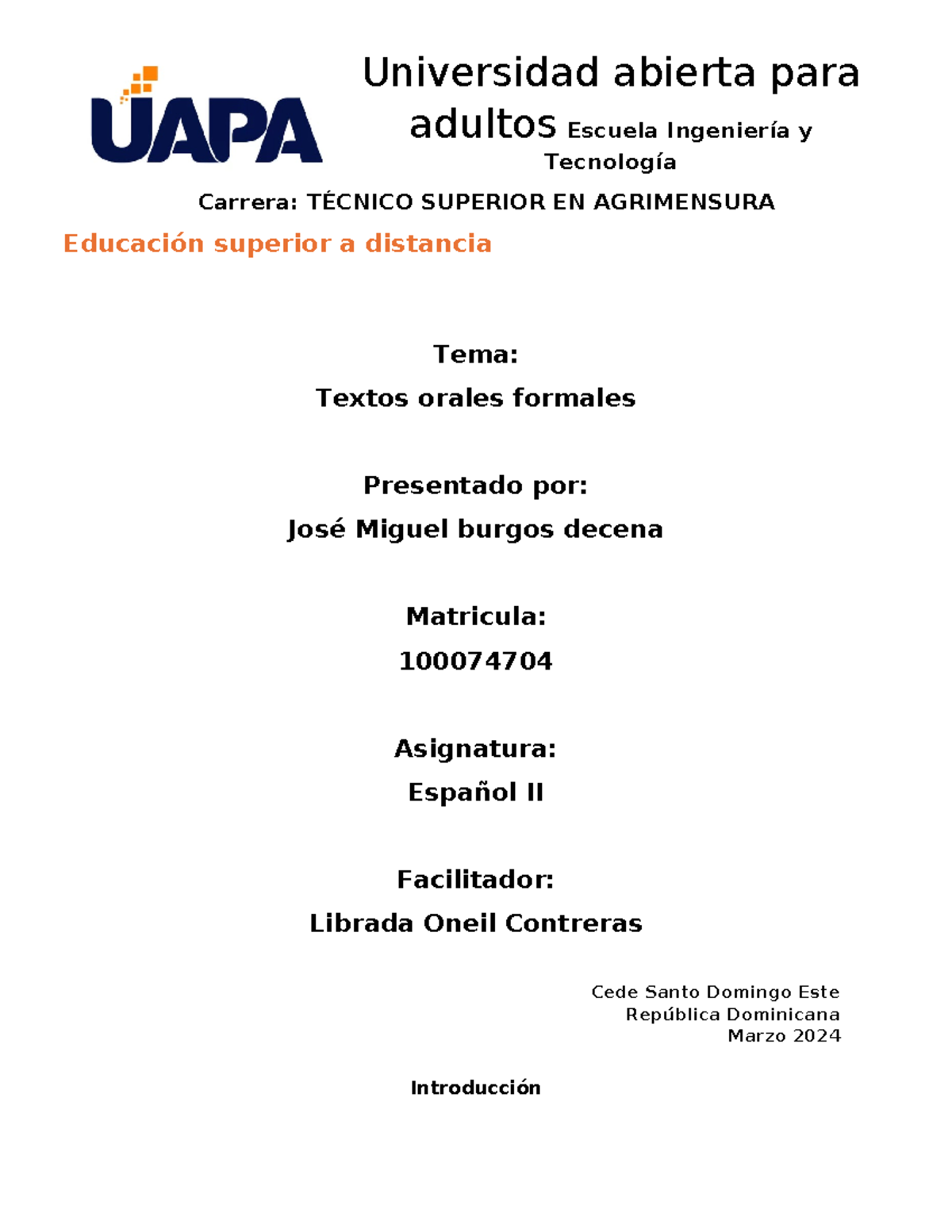 Textos Orales Formales - Español II - Semana 6 - Análisis y Ejemplos ...