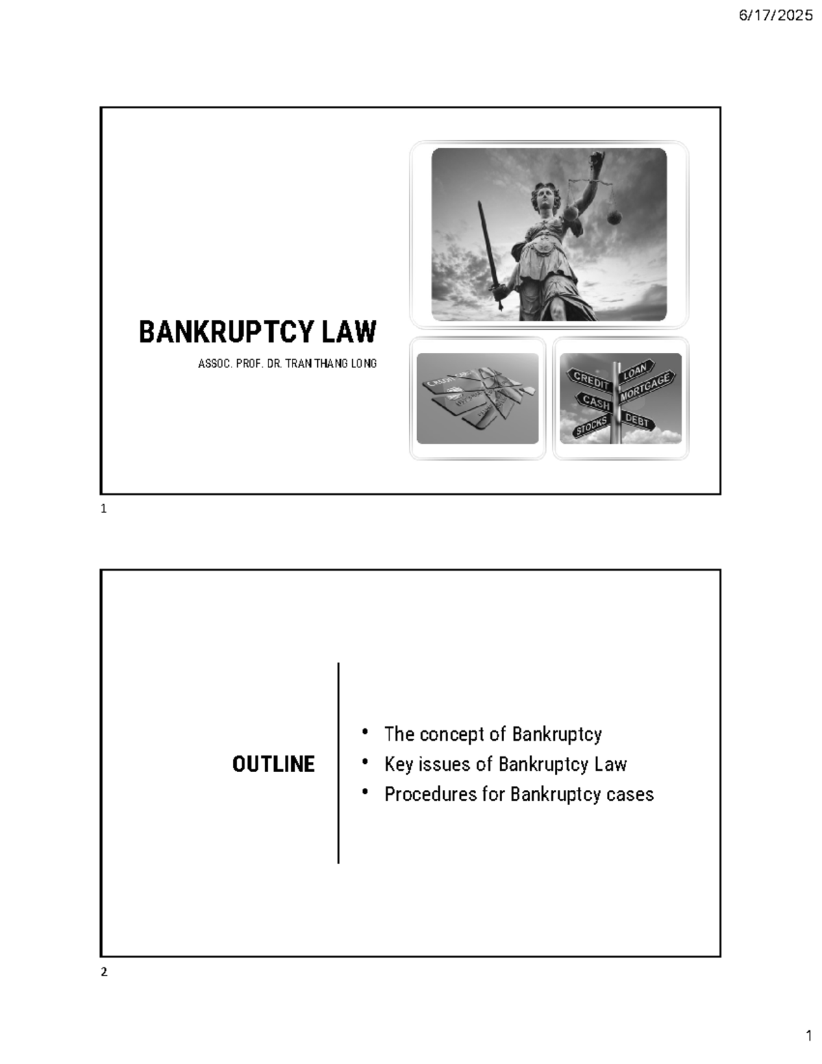 OU 2025 Bankruptcy Law Outline: Key Concepts and Procedures - Studocu