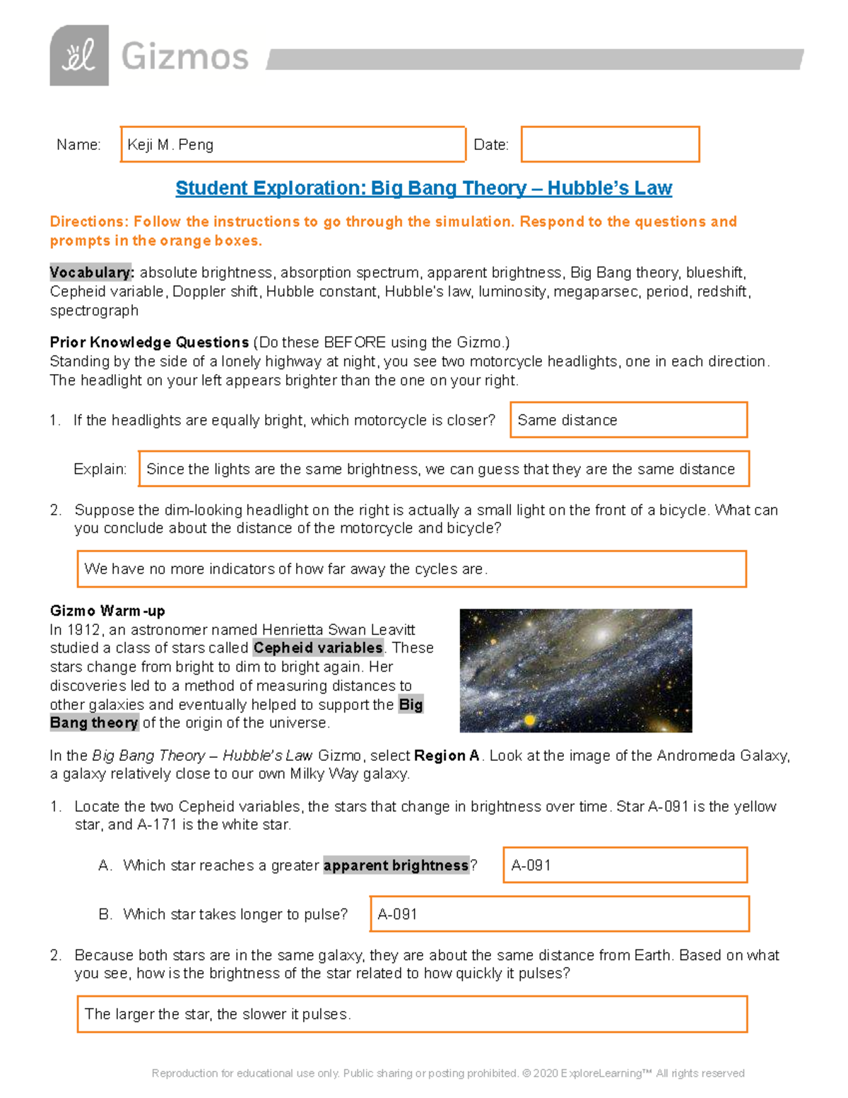 U3S1 Lab 1 Gizmos: Exploring the Big Bang Theory - Studocu