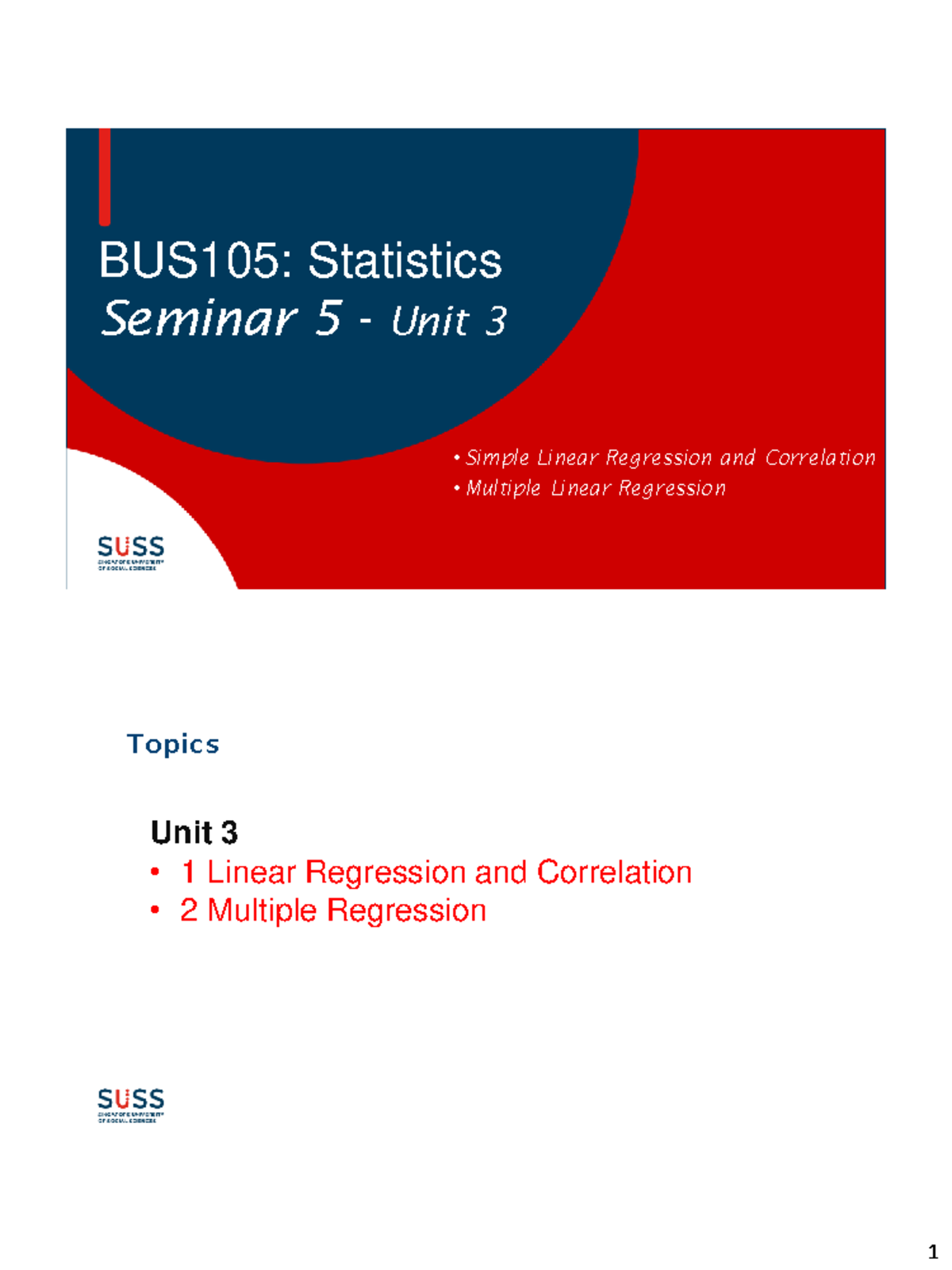 BUS105: Seminar 5 - Simple & Multiple Linear Regression Analysis - Studocu