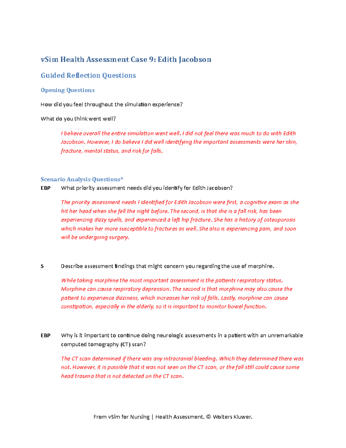 Assessment Case Study: Edith Jacobson - vSim Health Assessment GRQ ...
