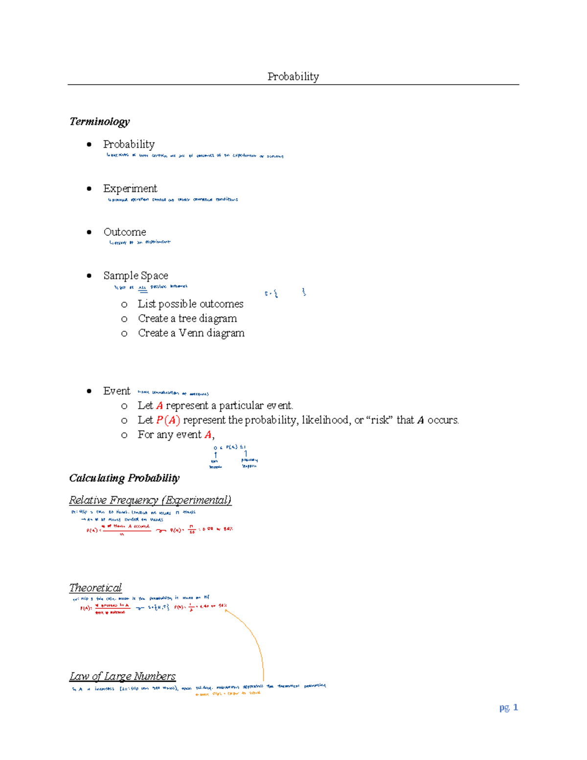Probability Concepts and Rules: Overview of MATH 101 Lecture Notes ...