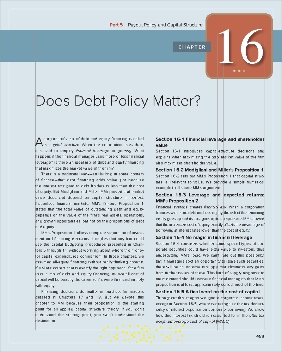 BMAE 16 - Chapter 16: Does Debt Policy Matter? Insights on Capital ...