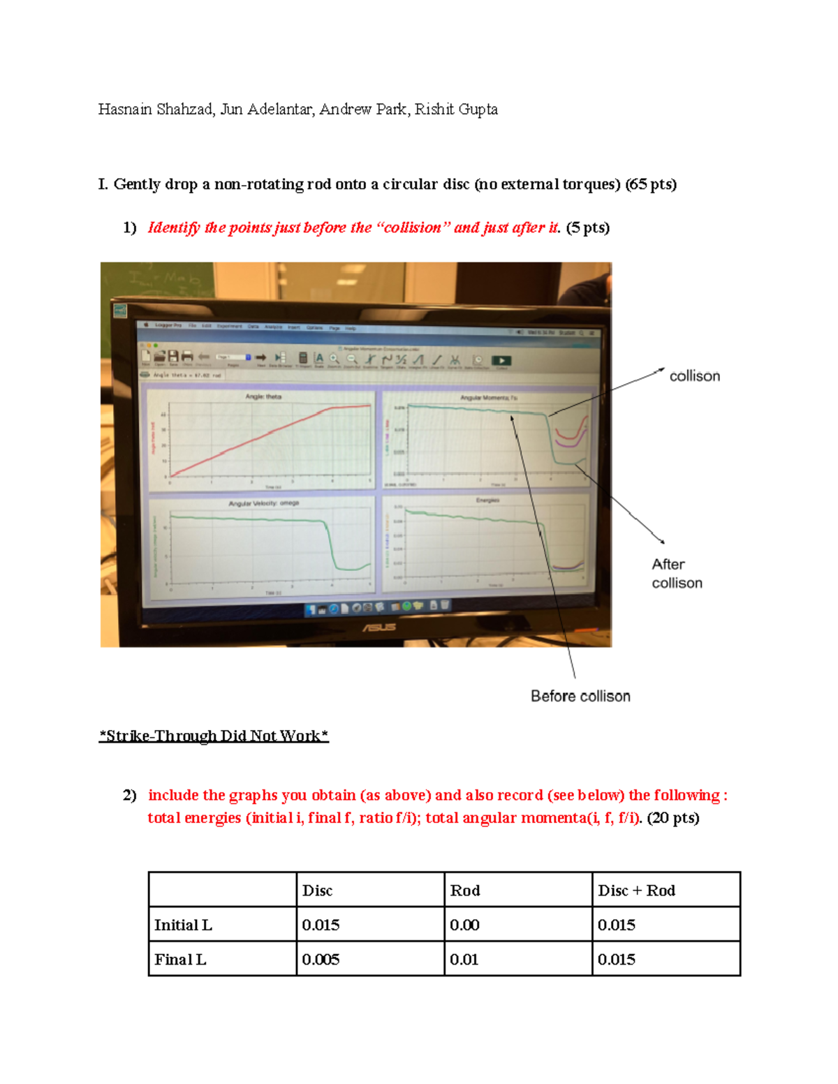 Lab 7 Rotational Dynamics - Hasnain Shahzad, Jun Adelantar, Andrew Park ...